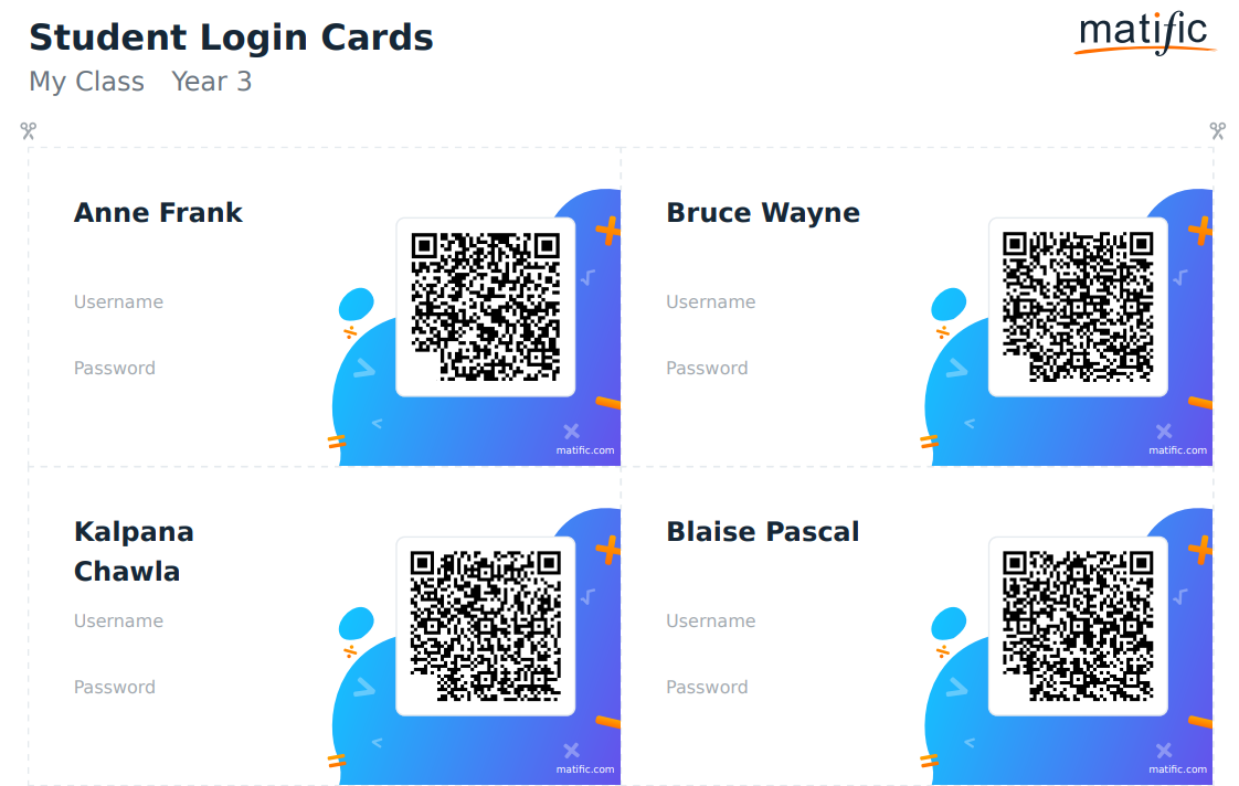 Provide my class their login details – Matific Help