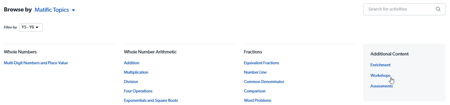 Workshops – Matific Help